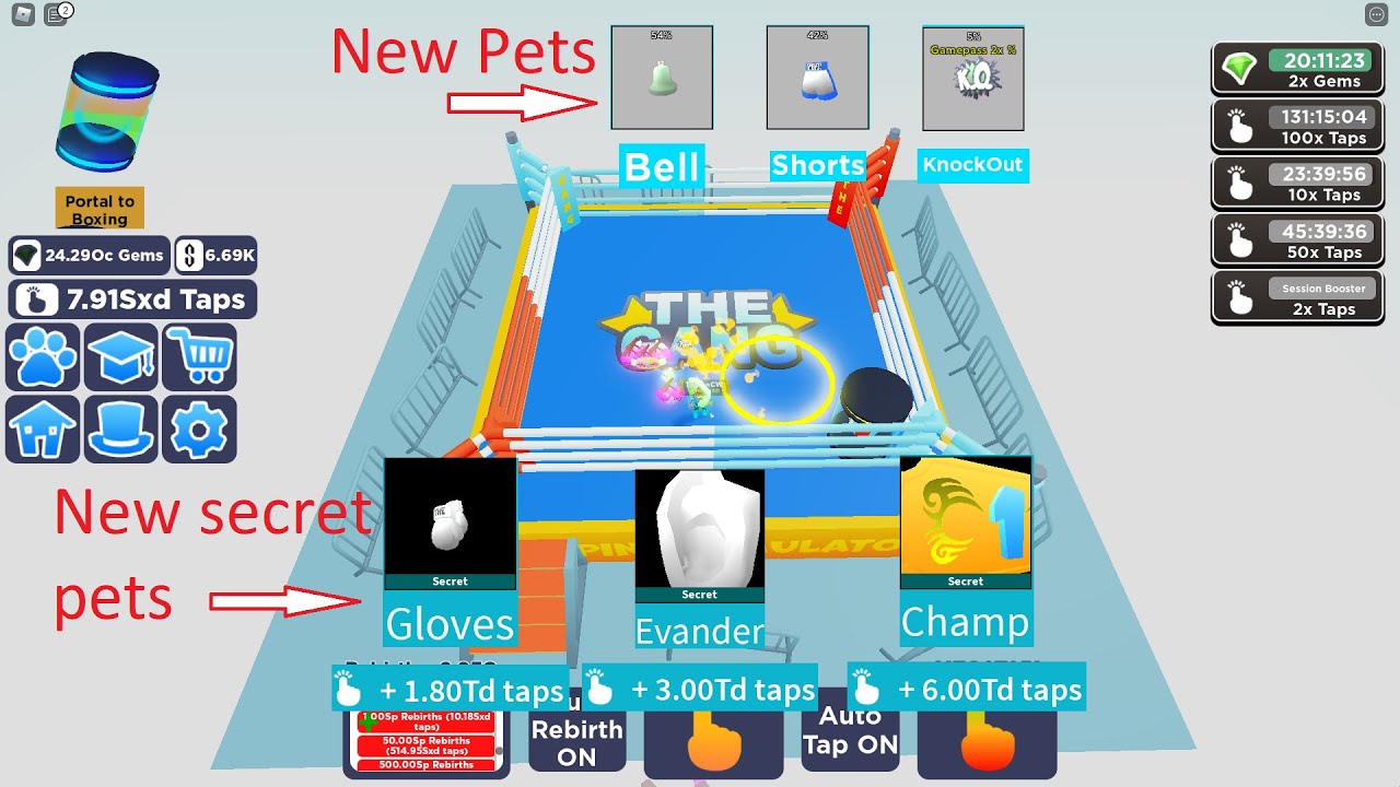 🔥 Tapping sim 🏝️New Island 🥚 3 New Secret pet 🥚 New Egg 🏆 New SR perks ...