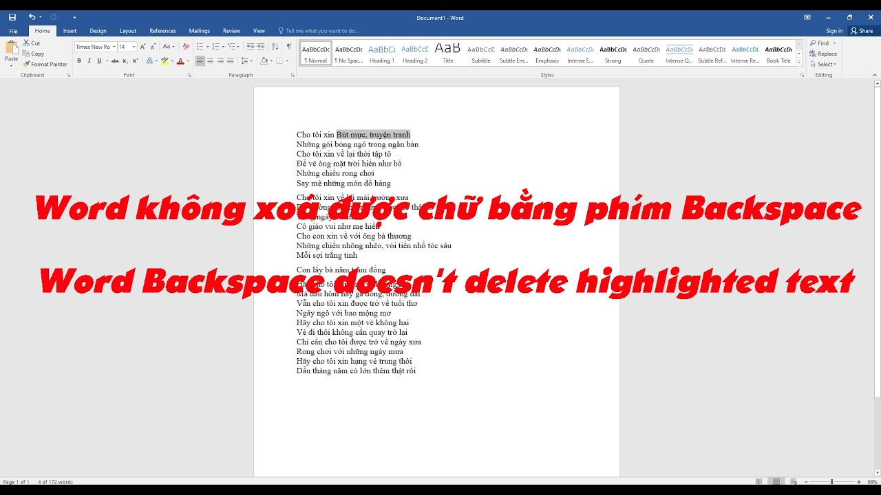 Word không xoá được chữ bằng phím Backspace - YouTube