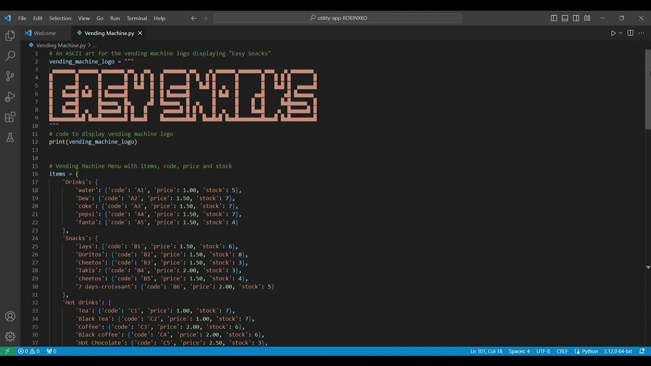Rabin's Vending Machine Program walkthrough - YouTube