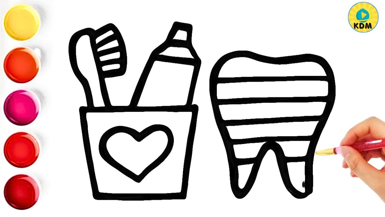 HOW TO DRAW A TOOTH AND TOOTH BRUSH | | EASY DRAWING FOR KIDS| STEP BY STEP| LEARN COLORING ...