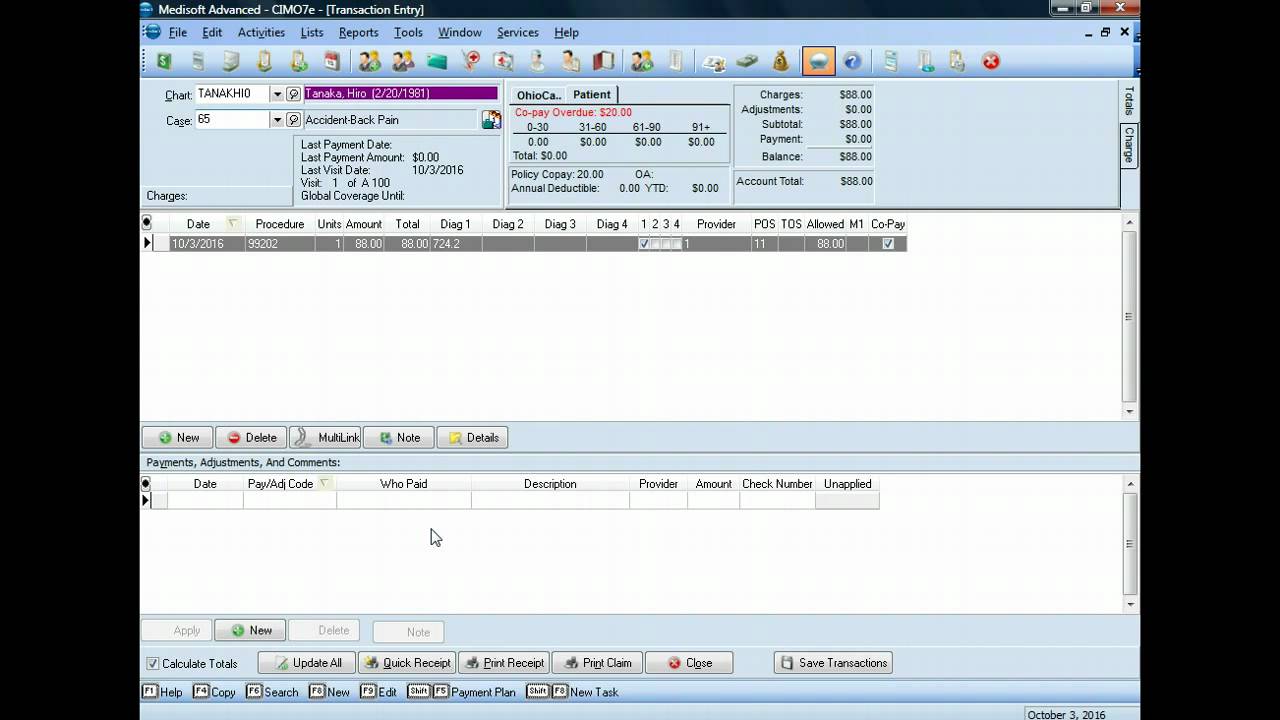 Medisoft: Entering/Applying Copayment - YouTube