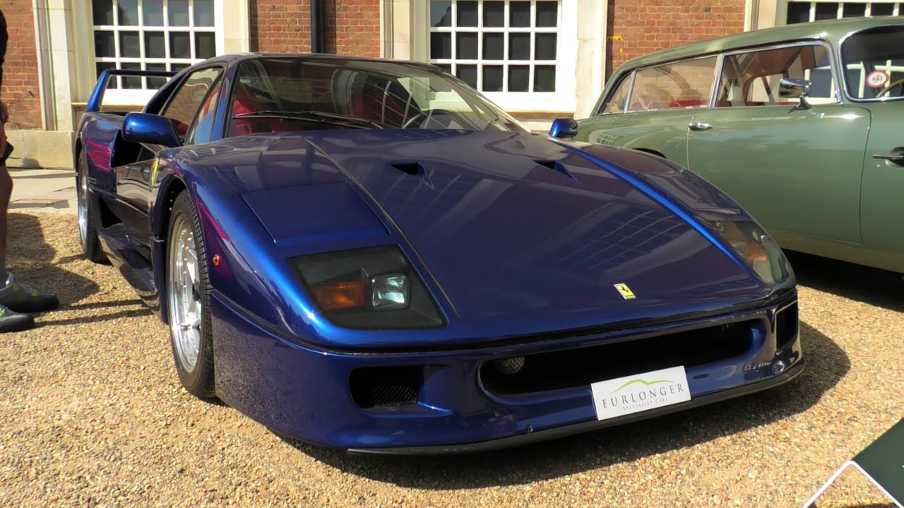 Ferrari F40 painted in Dark Blue driving at Concours of Elegance at ...