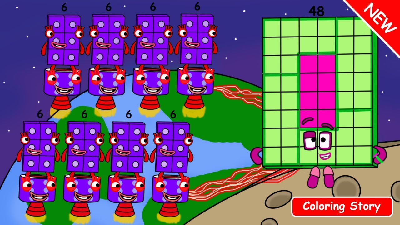 Numberblocks Times Table 6 X 8 48 Numberblocks Fanmade Coloring Story Numberblocks Times Table 6 X 8 48 Numberblocks Fanmade Coloring Story