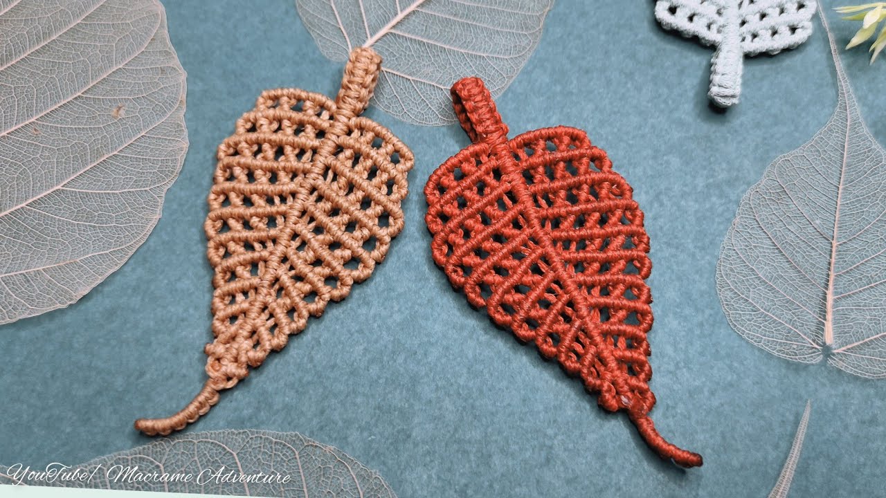 Tutorial DIY Macrame Skeleton Leaf | Macrame keychain - YouTube