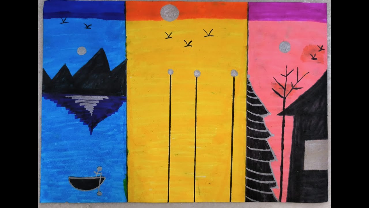 Simple drawing Day and night | Day and night drawing | Easy Drawing ...