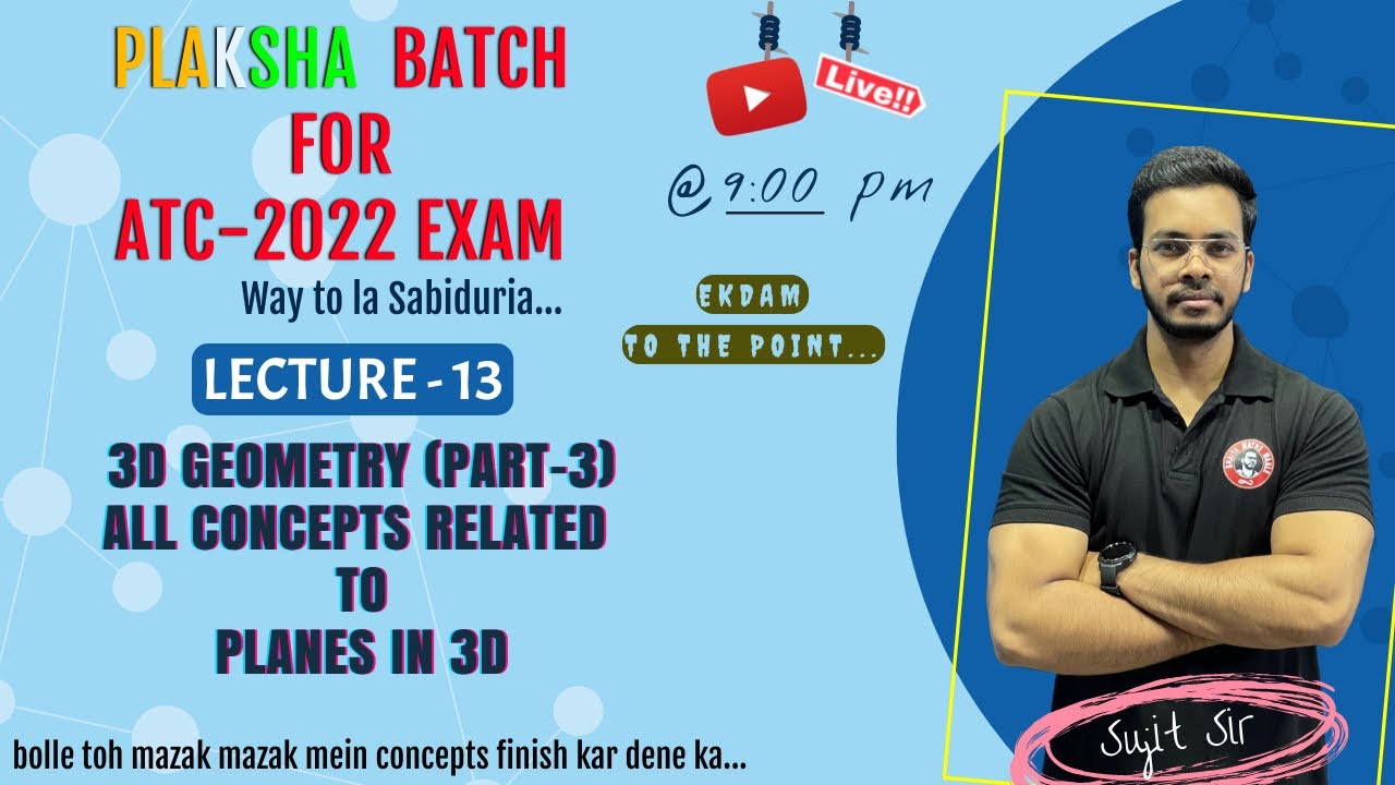 Basic concepts in 3D GEOMETRY (PART-3)🔥II Live Maths class for ATC-2022 ...
