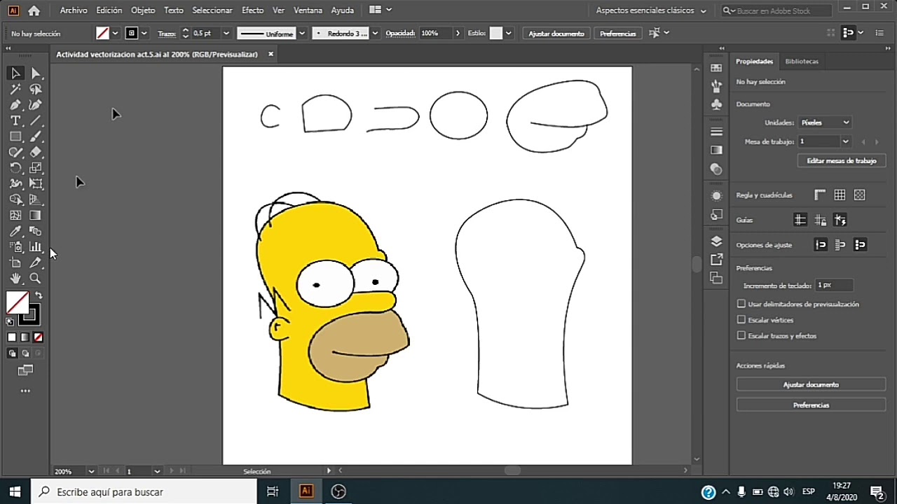 Vectorizacion rostro de Homero en Illustrator - YouTube