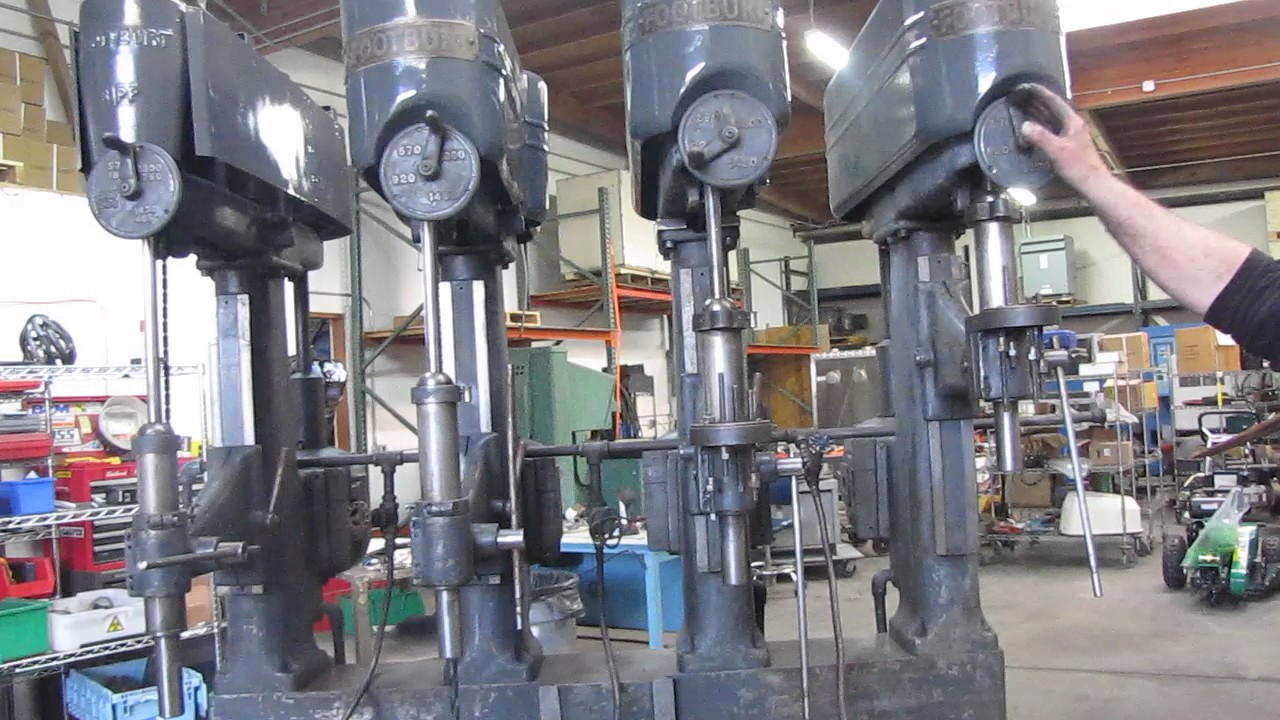 Footburt 4 Spindle Vertical Drill Press 72”x22” Table Coolant Delivery ...