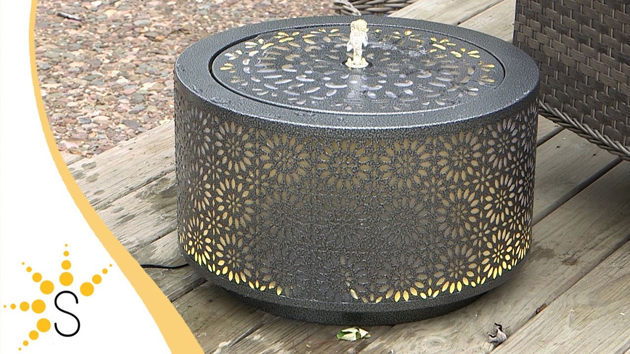 Sunnydaze Flower Cutout Outdoor Water Fountain with LEDs - 11.75" H-HDC ...