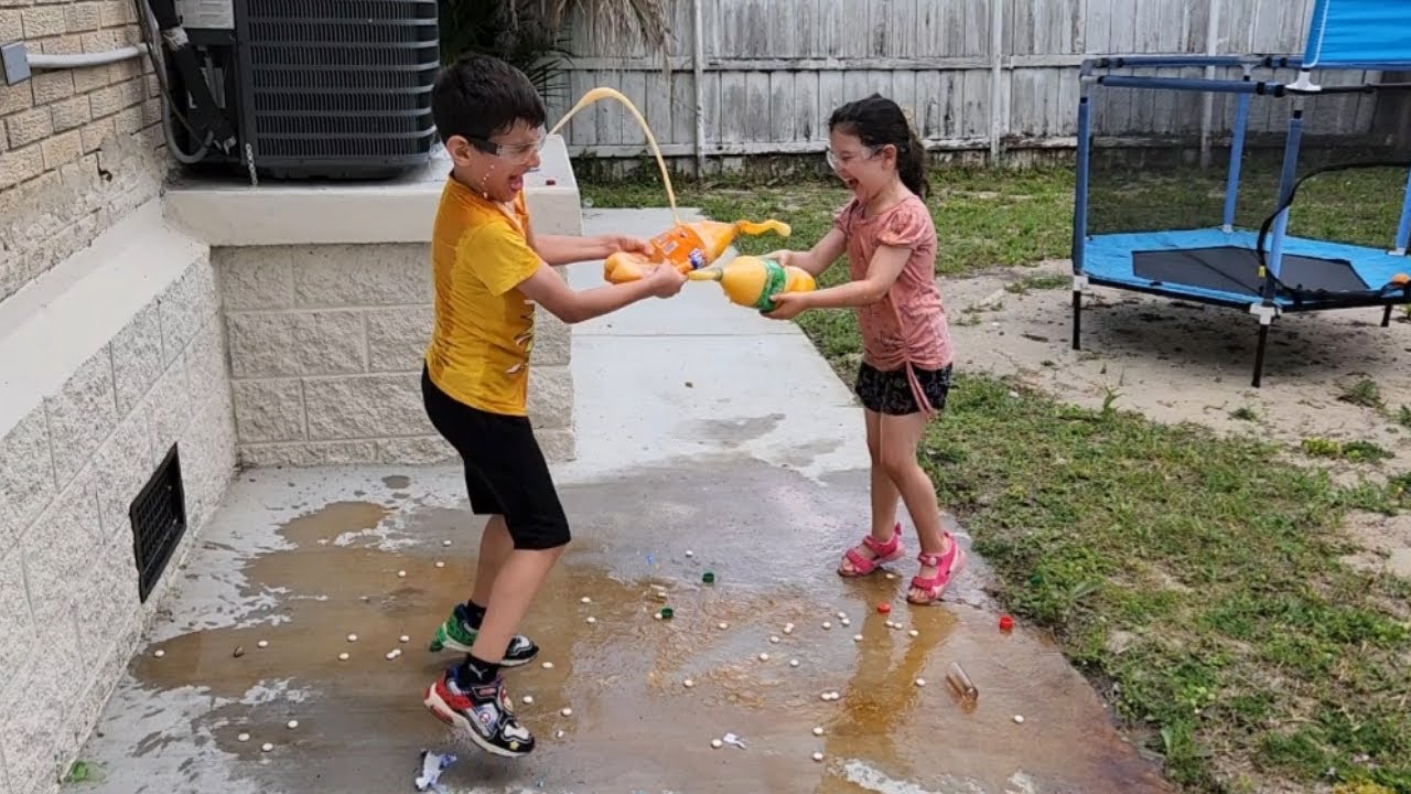 Fizzy Explosion! Trying different Sodas with mentos Experiment - YouTube