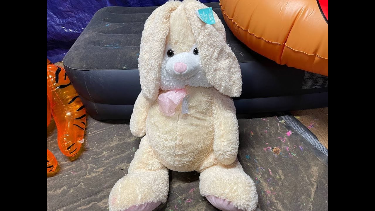 Destroy Huge Stuffed Animal Rabbit - YouTube