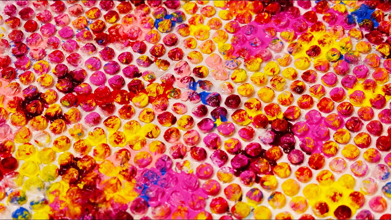 Colorful Bubble wrap Abstract Painting Demonstration / Satisfying - YouTube