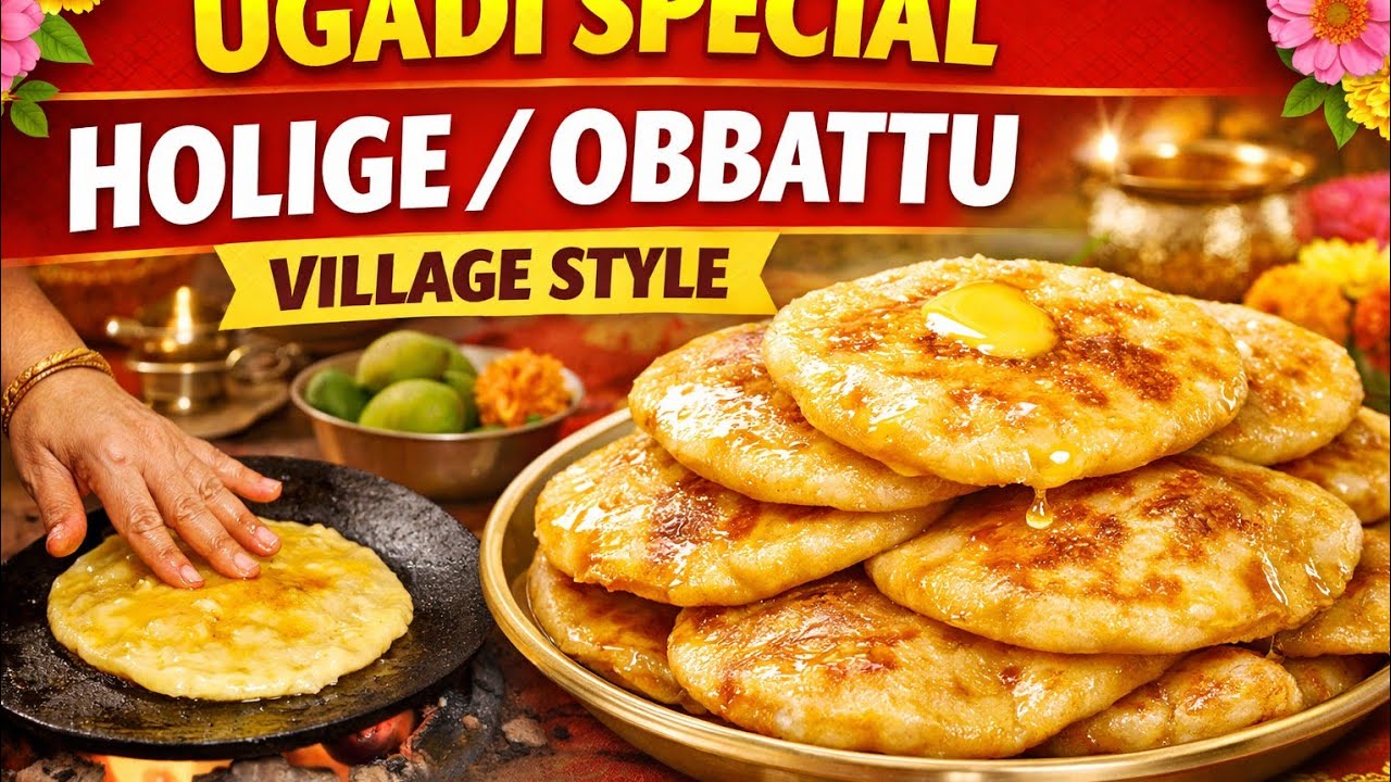 Ugadi Special Holige / Obbattu | Traditional Village Recipe | Karnataka ...