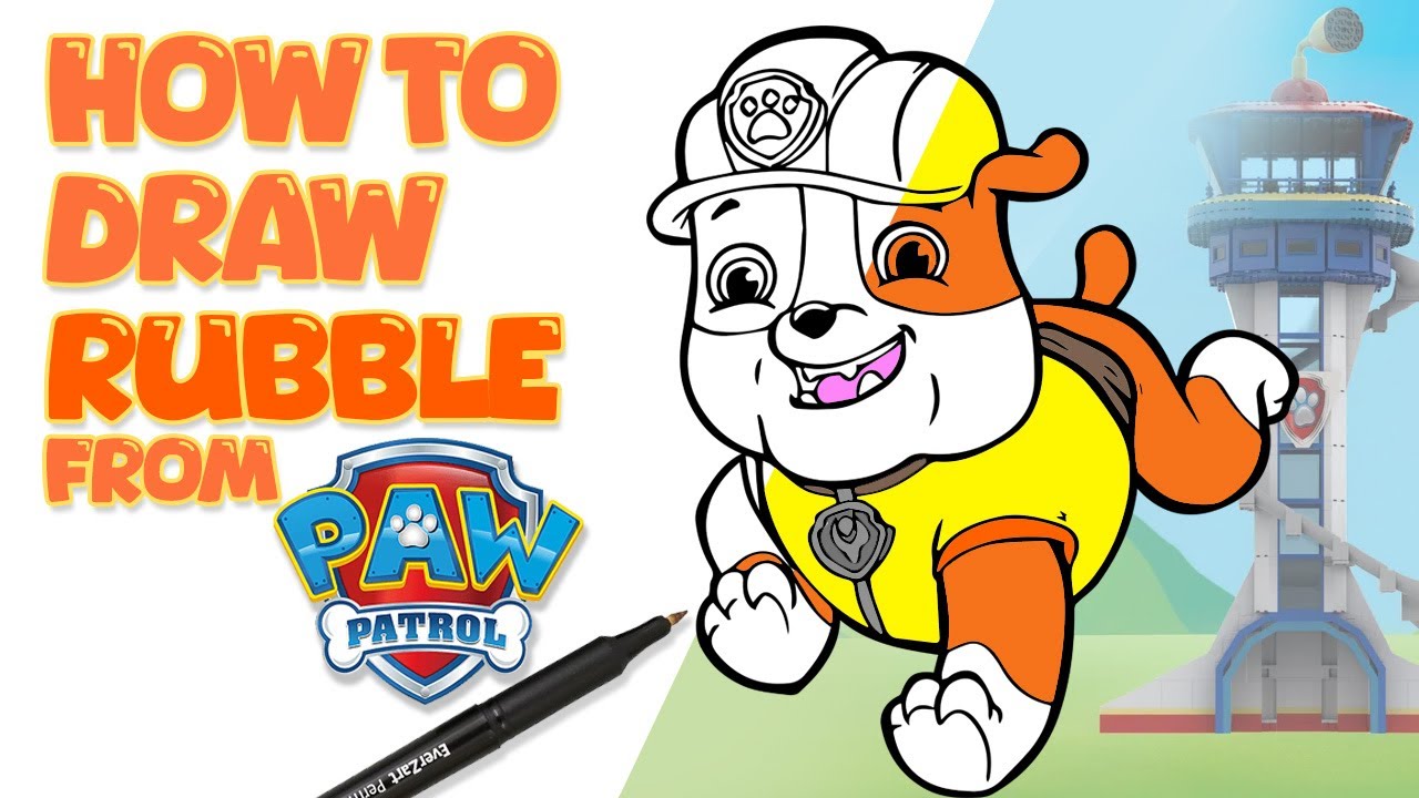 How To Draw Rubble From Paw Patrol (Drawing For Kids) - YouTube