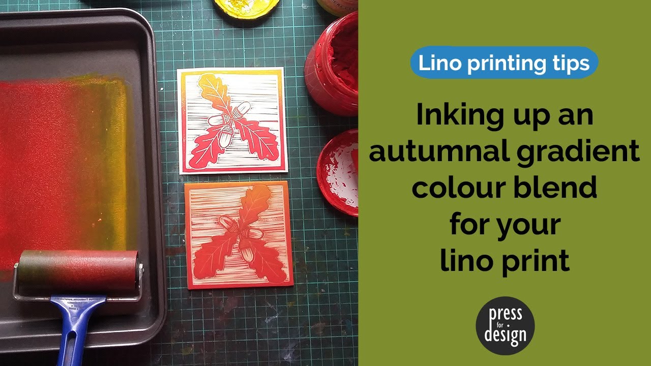 Lino printing tip - inking up an autumnal gradient colour blend - YouTube