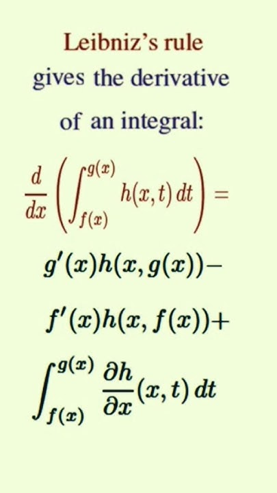 Leibniz's rule: Derivative of an integral - YouTube