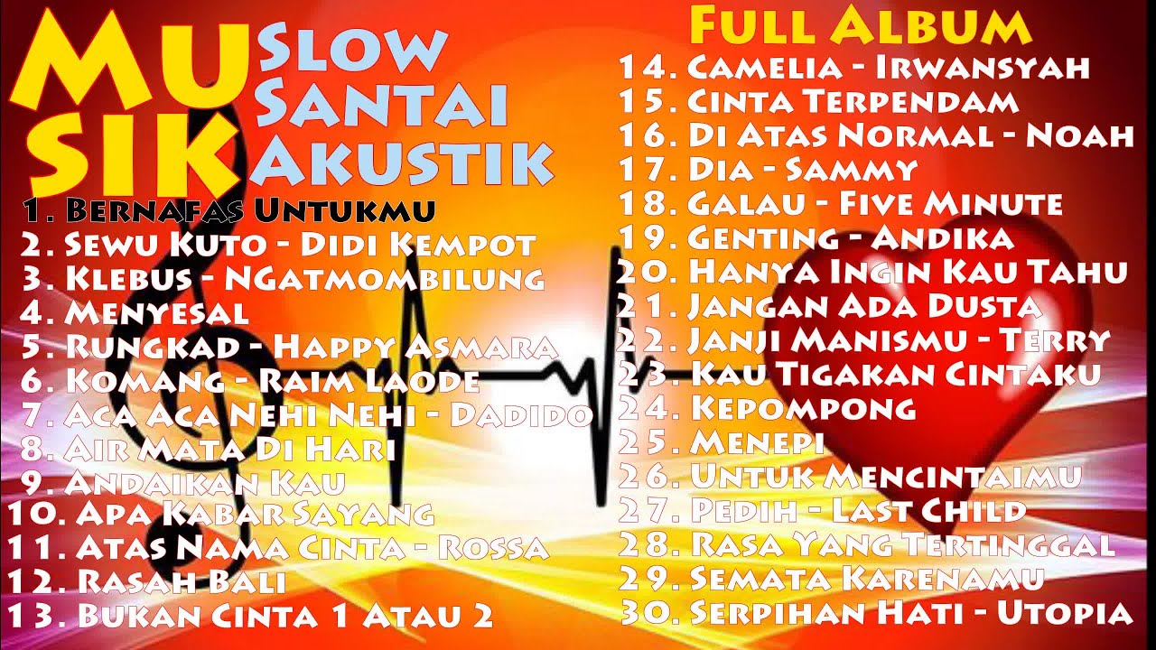 Musik Slow Santai Akustik Full Album TerHits || Indonesian slow ...