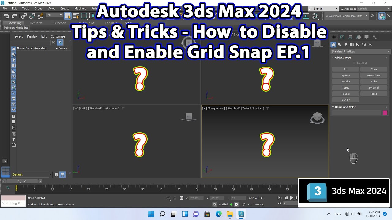 Autodesk 3ds Max 2024 Tips & Tricks - How to Disable and Enable Grid Snap - YouTube
