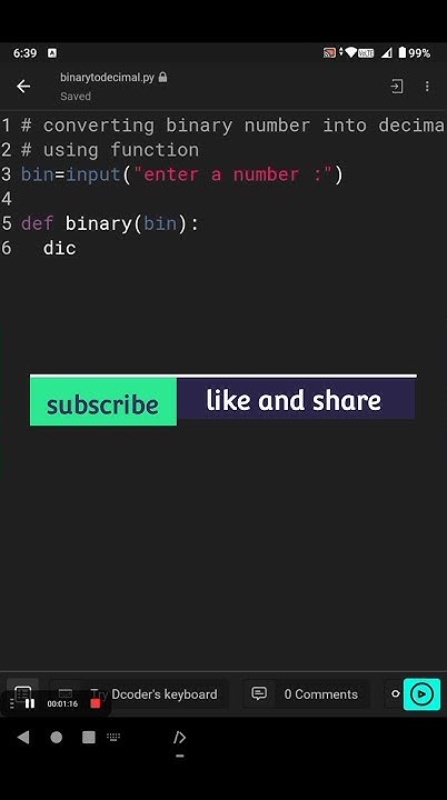 Python Function To Convert Binary To Decimal Python Programming Youtube 