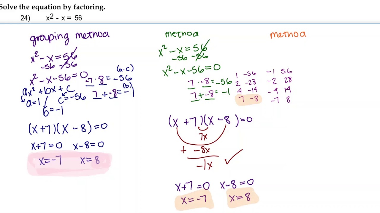 24 Solve The Equation By Factoring YouTube 24-solve-the-equation-by-factoring-youtube