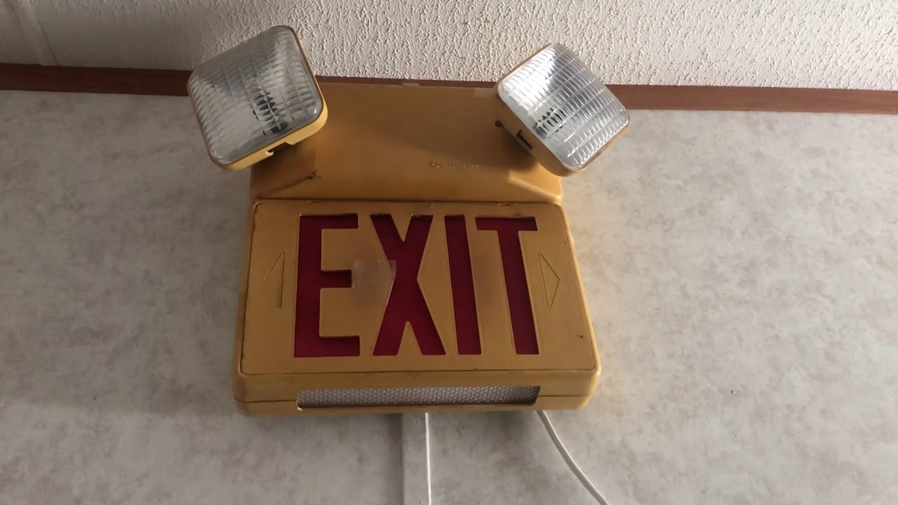 My early 80s lithonia lighting Exit sign combo - YouTube