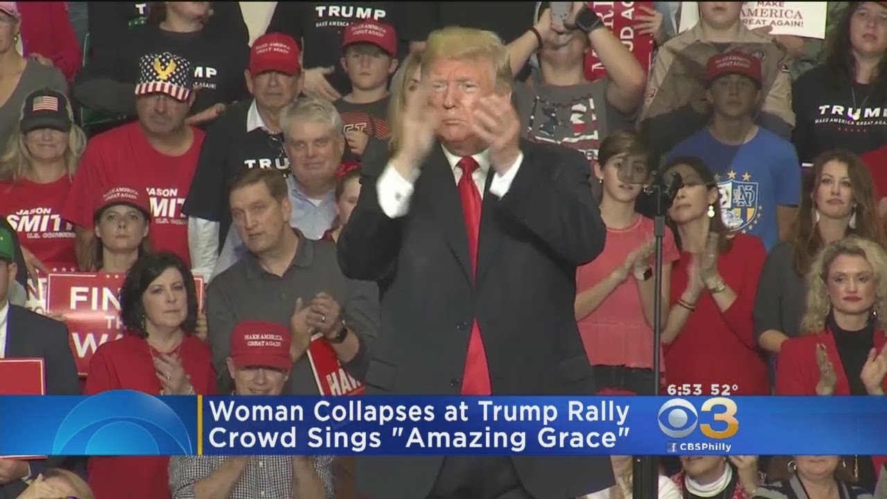Crowd Sings Amazing Grace After Woman Collapses At Trump Rally Youtube