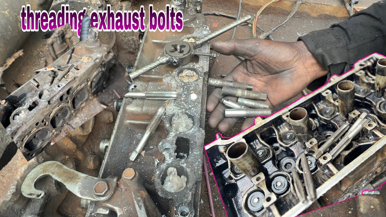 Advanced threading damaged bolts #lathe#cylinderhead - YouTube