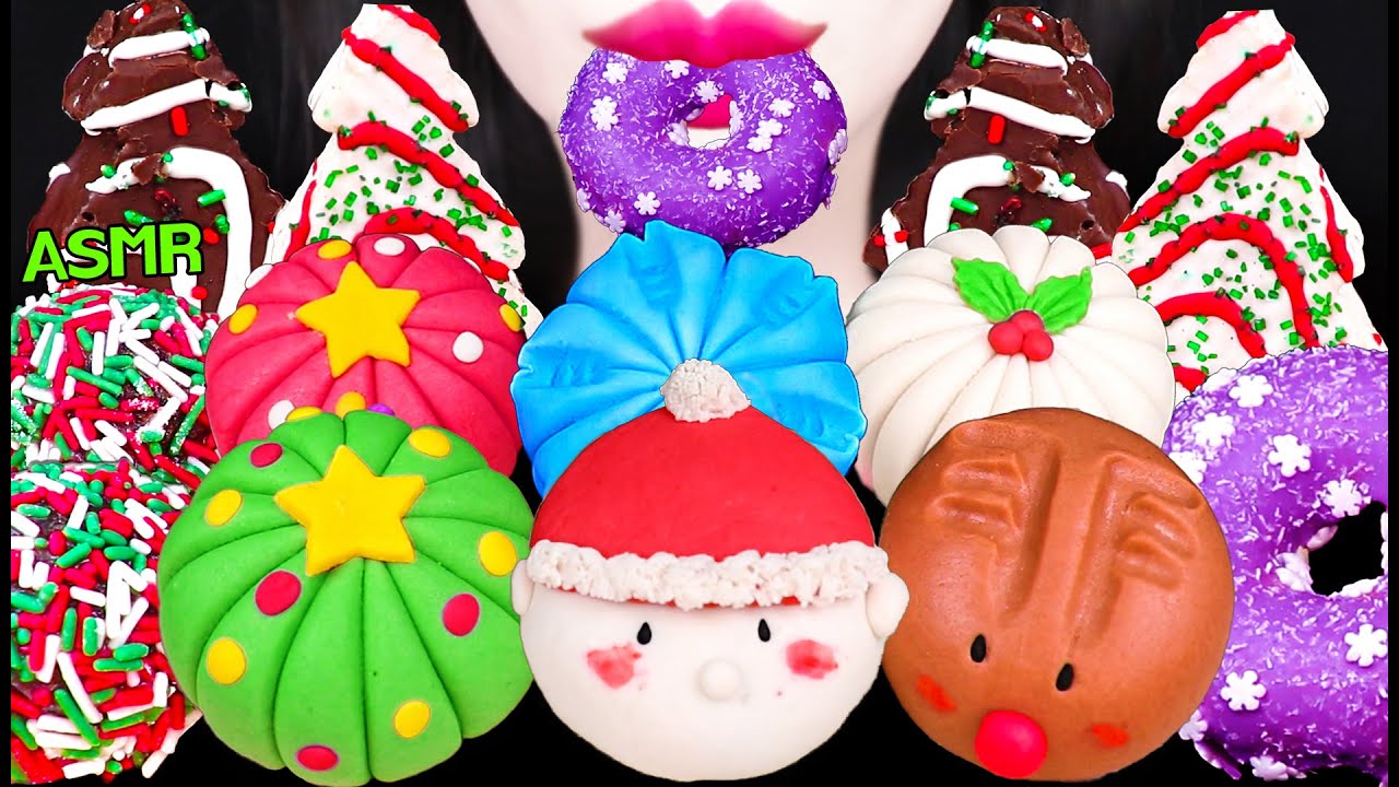 ASMR SWEET BEAN CAKE, CAKE POP, MUNCHKIN 화과자, 케이크팝, 먼치킨 먹방 MUKBANG ...