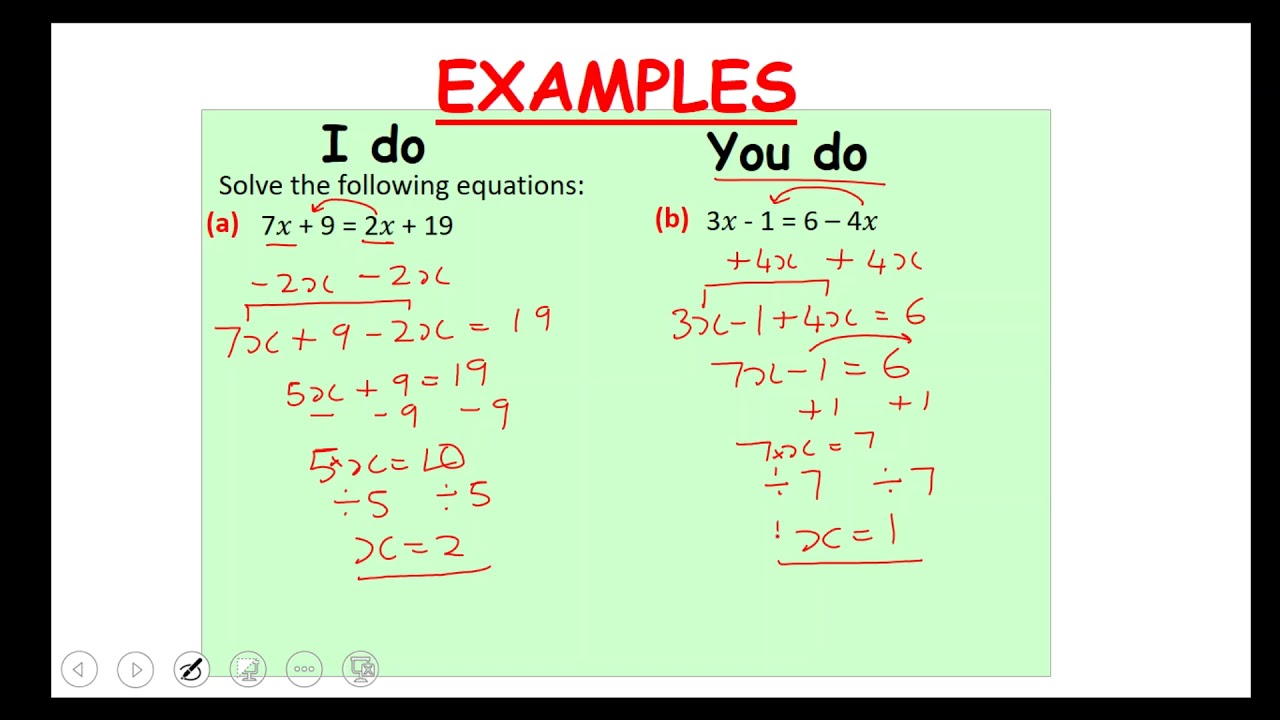 Maths - Solving equations with unknowns on both sides (H) - YouTube