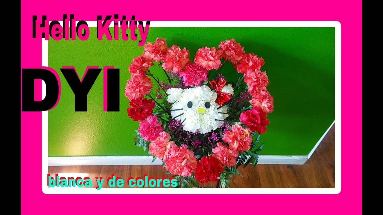 how to make a hello kitty of flowers / flowers arrangement - YouTube