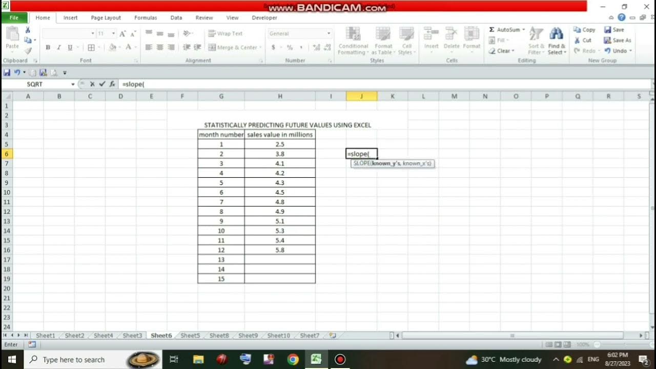 How to Statistically Predict Future Values using Slope and Intercept in Excel? - YouTube
