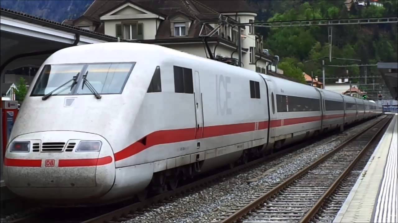 ICE 1-train stops at railroad station Interlaken West - YouTube