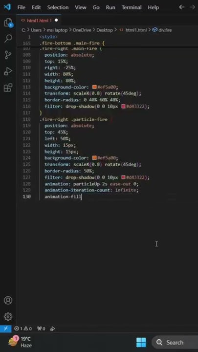 Realistic Fire Animation Using HTML, CSS & JavaScript | Version 2 #shorts - YouTube