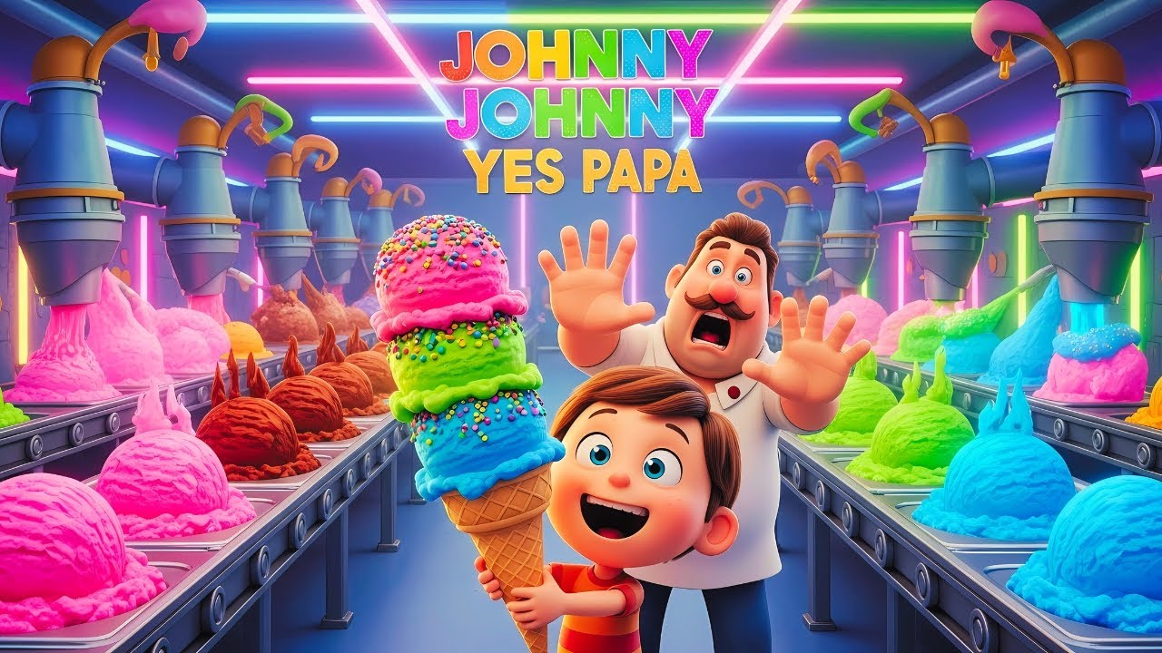 Johnny Johnny Yes Papa Song 🍦Ice Cream Factory Adventure | Kids Nursery ...