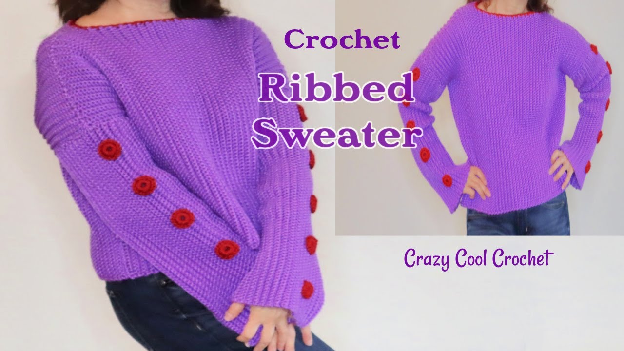 EASY Crochet Ribbed Sweater - Crochet Buttons - YouTube