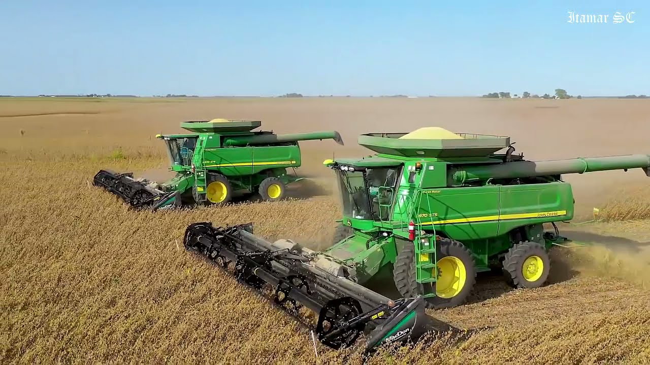 Cosechadoras JOHN DEERE - CASEIH - Cosecha de soja - YouTube