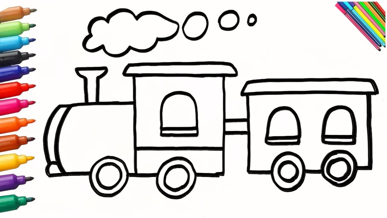How to draw train 🚂 | Simple Train Drawing for Kids | Easy Step-by-Step ...