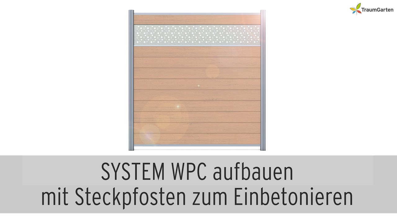 WPC Sichtschutz aufbauen - SYSTEM Steckzaun von TraumGarten - YouTube