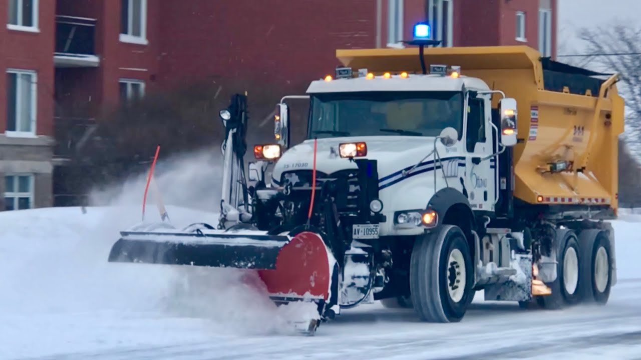 Snow Removal Plowing Heavy Snow on Streets - YouTube