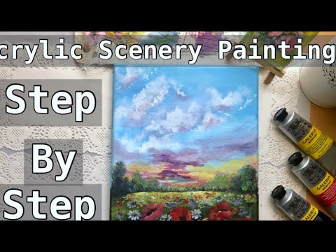 How to Paint Flowers | Poppies | Landscape | Painting tutorial | Easy ...