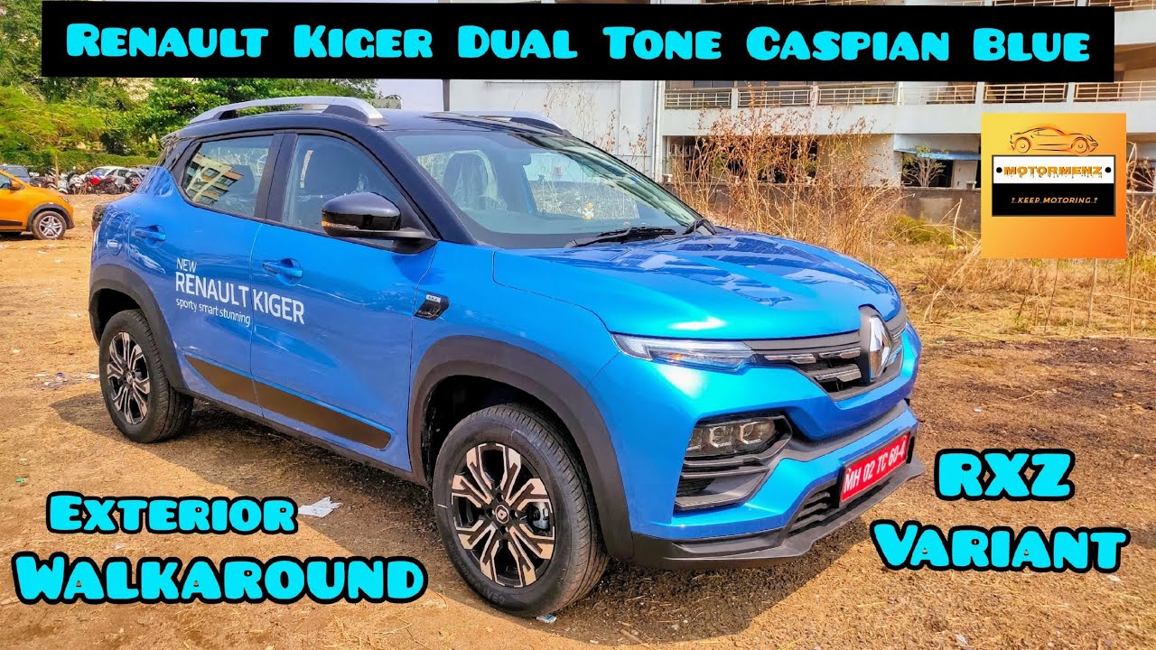2021 Renault Kiger Dual Tone Caspian Blue Colour Exterior Walkaround ...