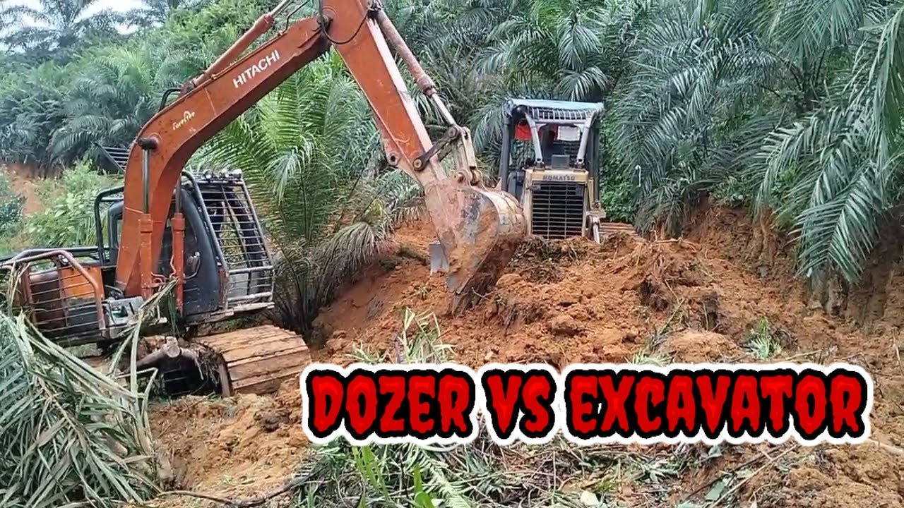 Operator Dozer vs excavator servis jalan#bulldozer - YouTube