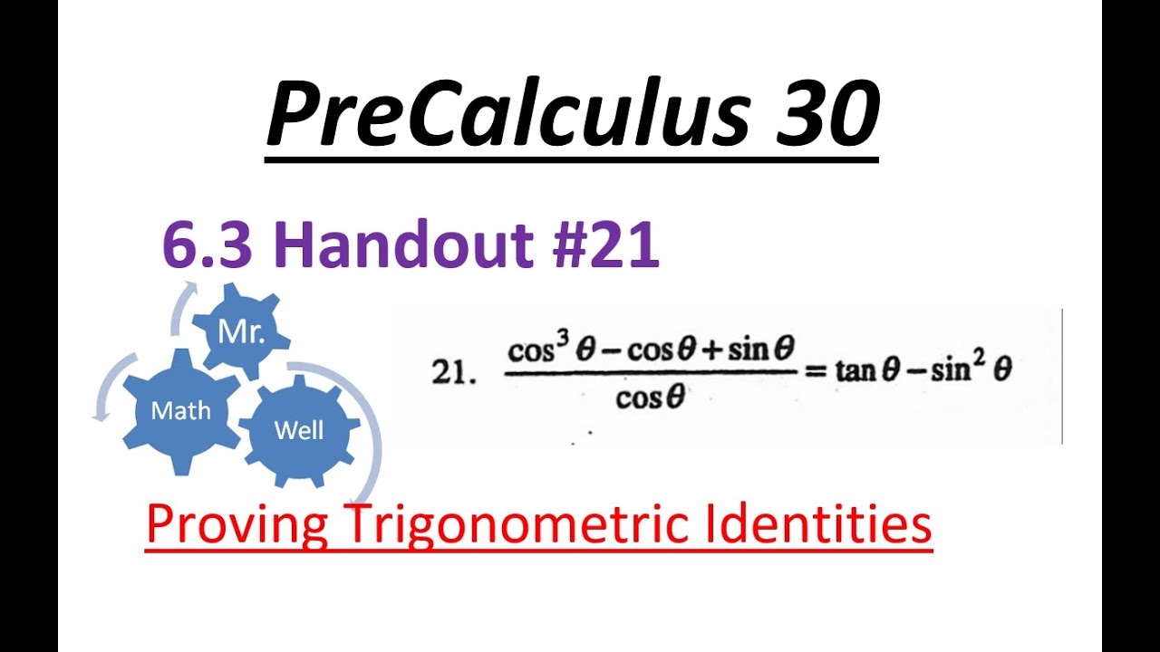 Pre-Calculus 30 (PC 30) 6.3 #21 Handout Asn't - YouTube