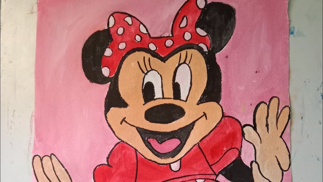 How to Art Cute Minnie Mouse# Canvas painting#@Snehaksmcreatives# - YouTube