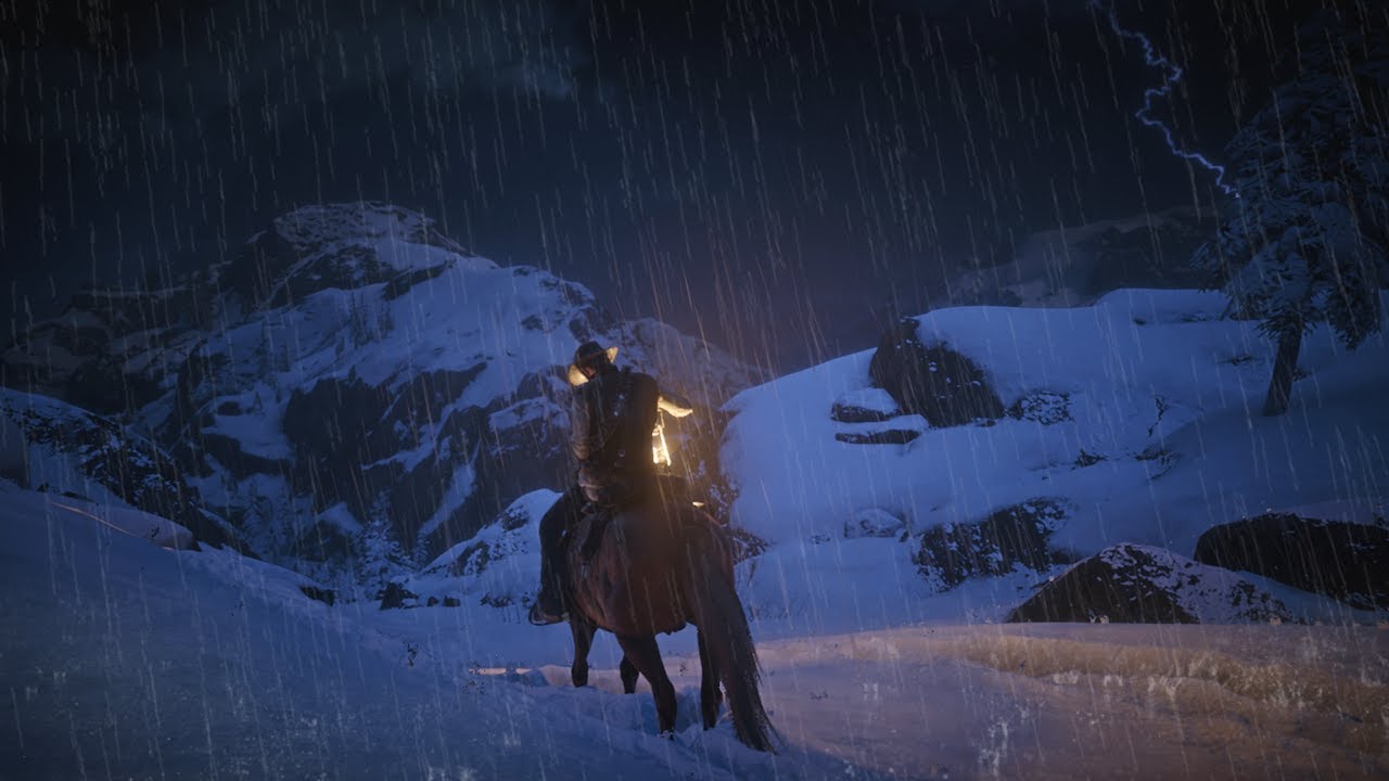 Horse riding in heavy rain and thunderstorm | Mountain road covered in ...