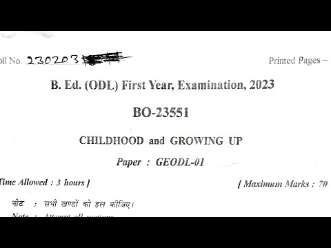 mp bhoj open University bed 1st year odl 01 paper February 2024 - YouTube