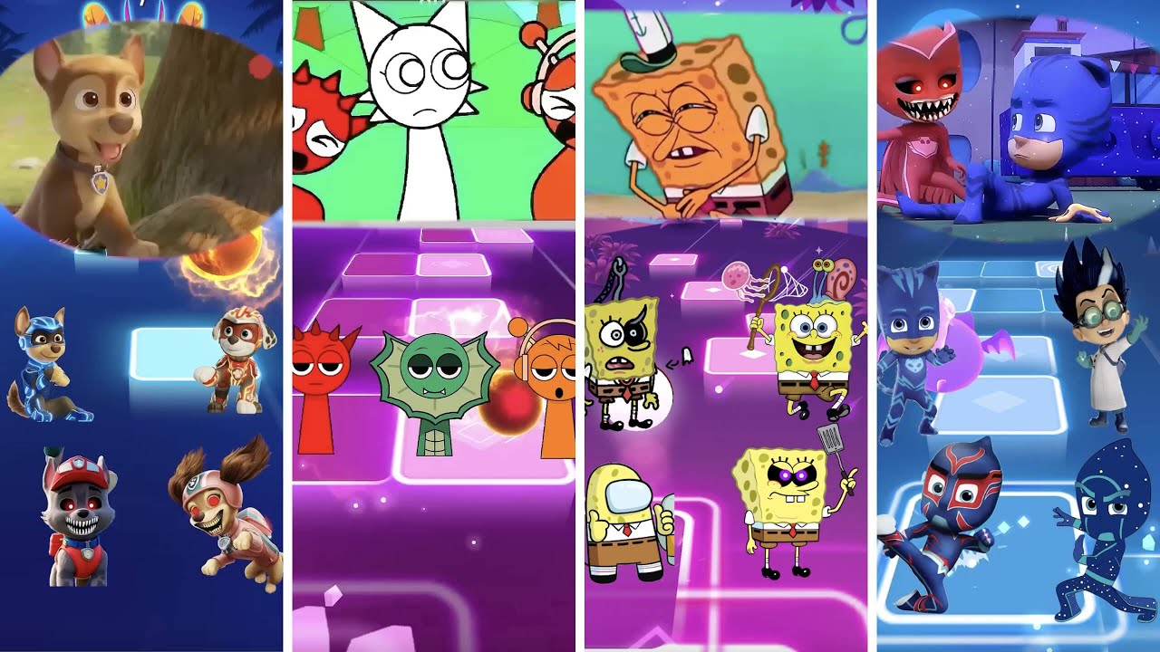 Paw Patrol 🆚 Incredibox Sprunki 🆚 Spongebob 🆚 Pj Masks | Tiles Hop ...