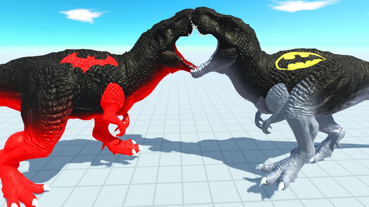 DARK BATMAN T-REX vs RED BATMAN T-REX DEATH RUN - Animal Revolt Battle ...