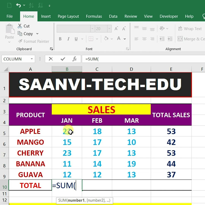 Excel Tricks For Auto Sum In 1 Second Exceltech Exceltips