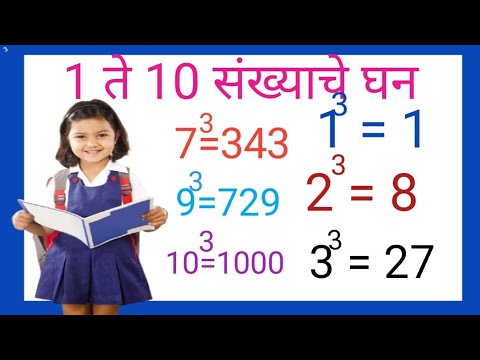 1 ते 10 संख्येचे घन|घनसंख्या मराठी|घनसंख्या म्हणजे काय|घन एक ते दहा|घन ...